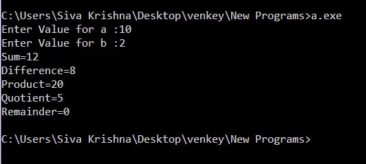 Arithmetic Operators In C Language With Example Program