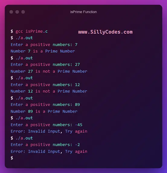 Prime Number In C Using Function SillyCodes