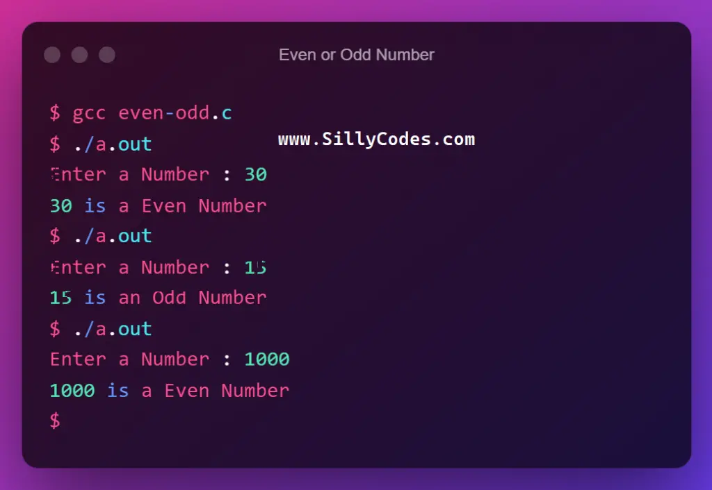 Even Or Odd Number In C Using Function SillyCodes