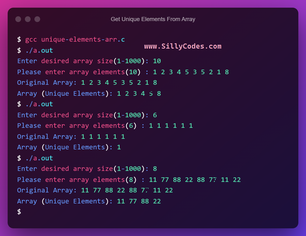 Program To Find Unique Elements In Array In C Language