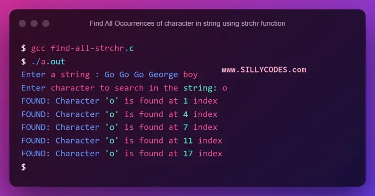 find-all-occurrences-of-character-in-string-in-c-language