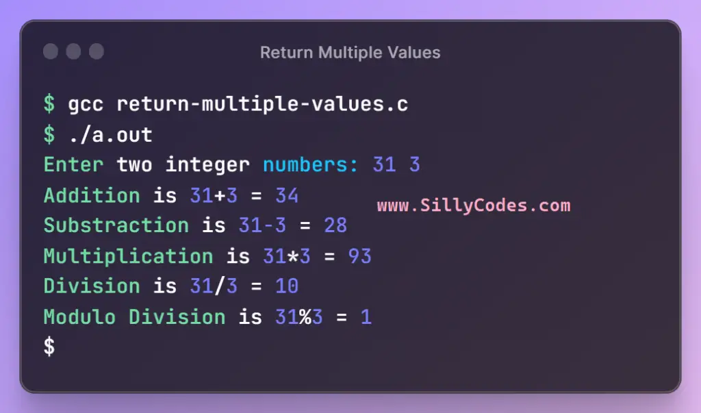 Return Multiple Values From A Function In C Language SillyCodes